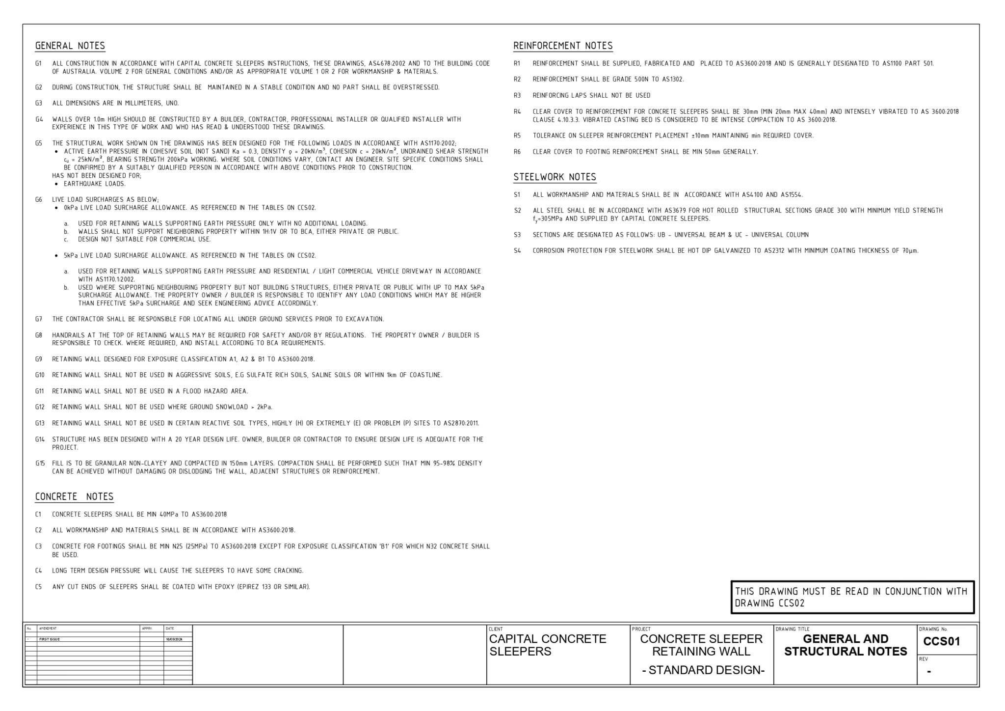 Engineer Drawings - Capital Concrete Sleepers